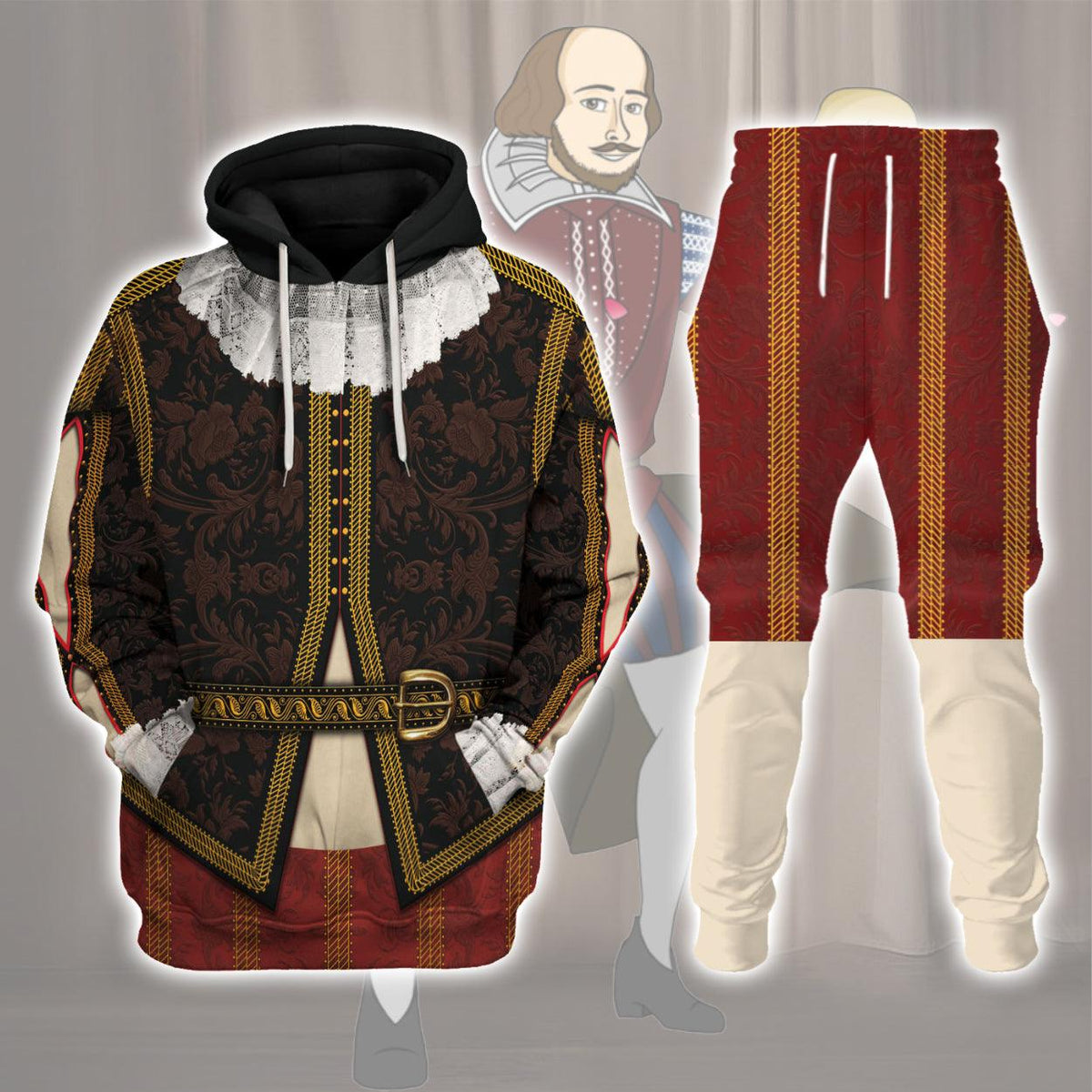 Gearhomie William Shakespeare Costume Hoodie Sweatshirt T-Shirt Tracks ...